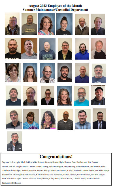 August Employee(s) of the Month | Corunna Public Schools